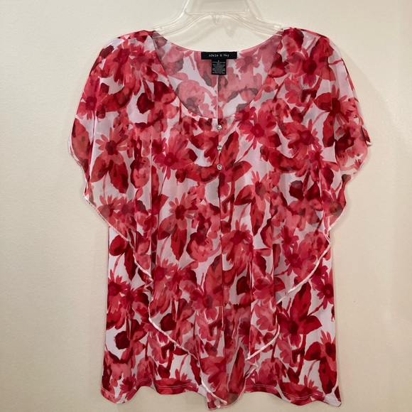 Adele & May | Tops | Adele May Red And White Blouse | Poshmark
